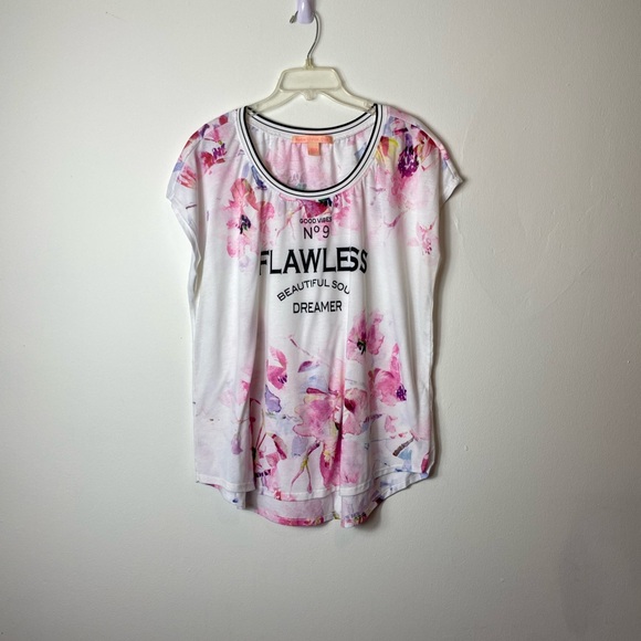 Rebellious One | Tops | Rebellious One Flawless Floral Tee White And ...